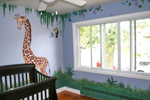 KID'S JUNGLE and ANIMAL MURAL PAINTING for Nursery Room - Montreal