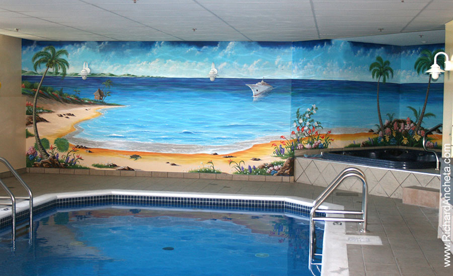 SWIMMING POOL MURAL - Interior Oil Painting Decoration